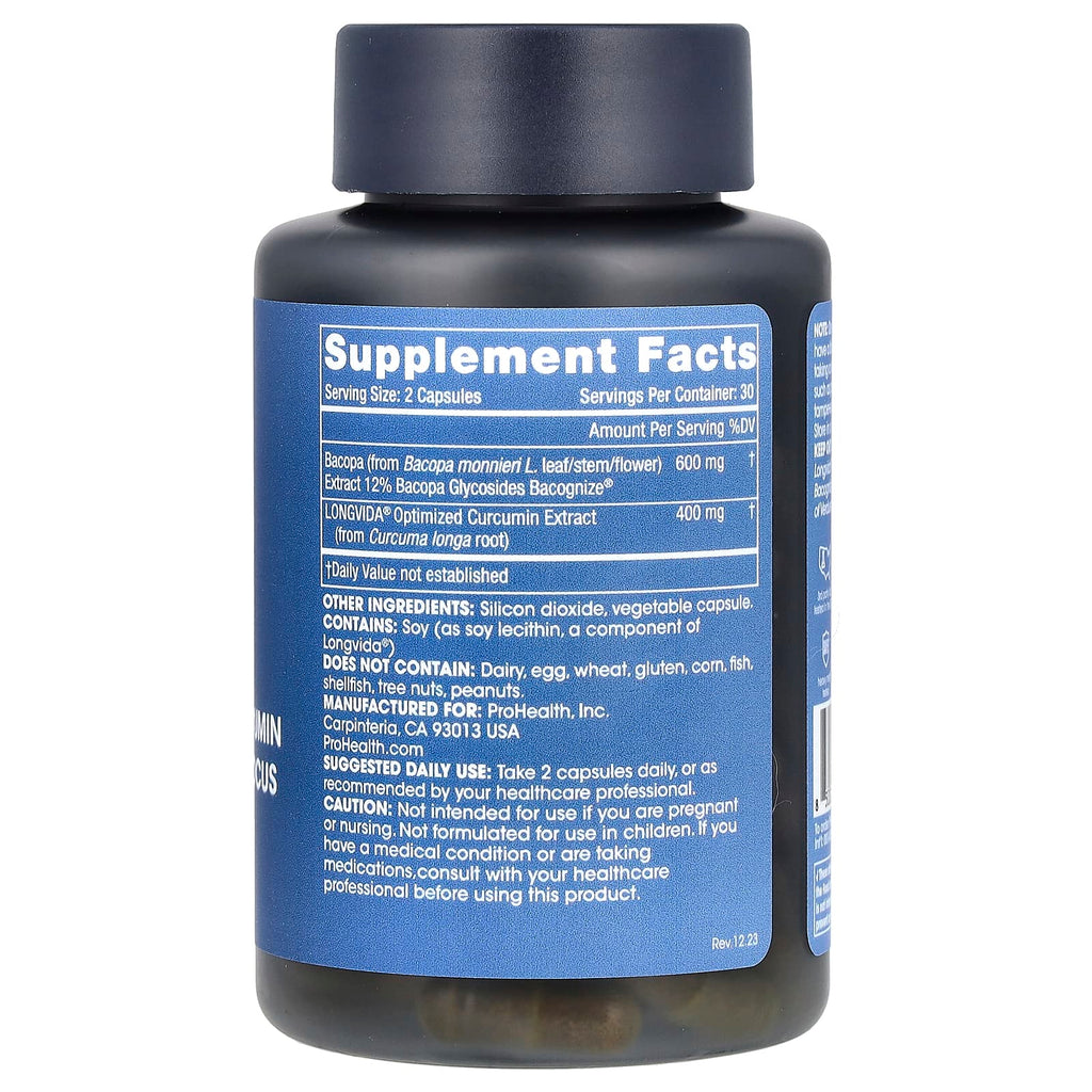 Buy Pro Health Optimized Curcumin Brain & Focus Longvida 1000 Mg, 60 ...