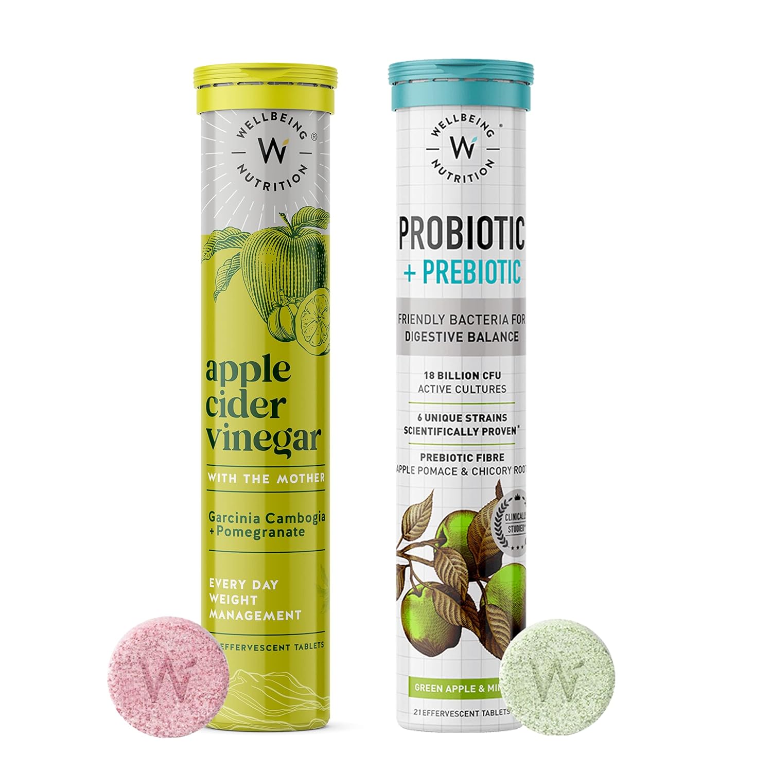 Buy Wellbeing Nutrition Apple Cider Vinegar & Probiotic + Prebiotic ...